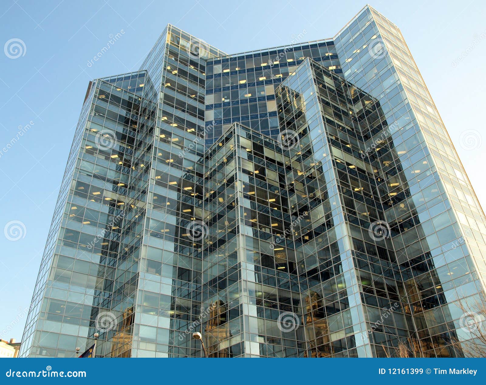 Tall Office Towers Seen From The Top Of A Commercial Building. Royalty ...