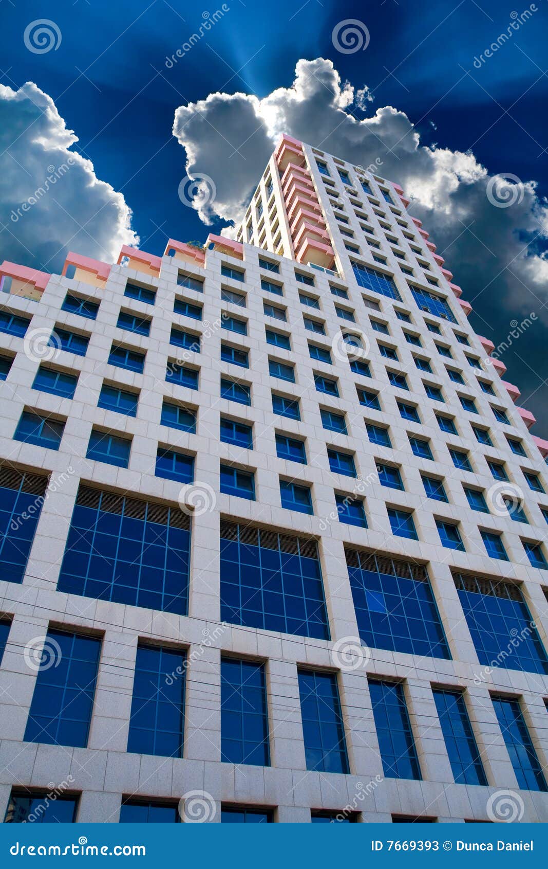 Tall Office Towers Seen From The Top Of A Commercial Building. Royalty ...