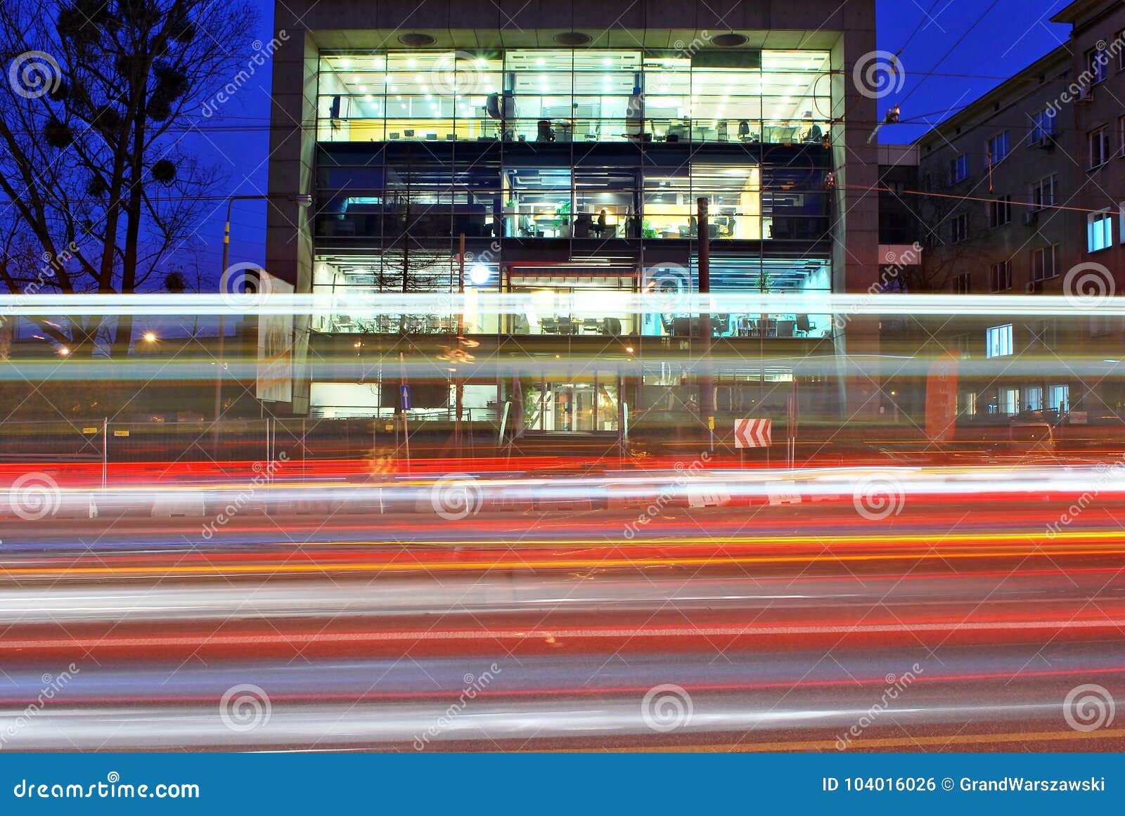 Modern Office Building at Night Stock Photo - Image of clear, cityscape ...