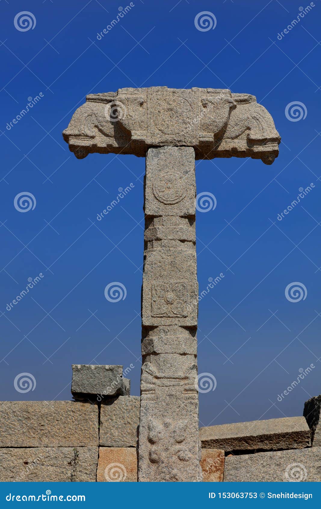 Tall Pillar in Runes of Hampi Stock Image - Image of nature, ancient ...