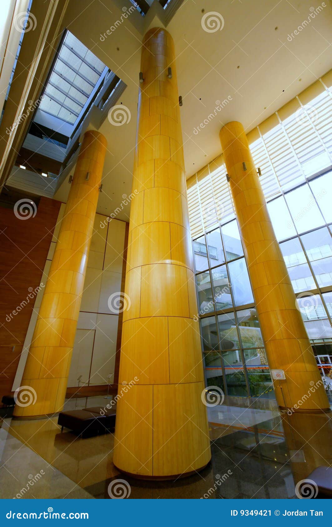 Tall Pillars and Office Interior Stock Image - Image of place, column ...