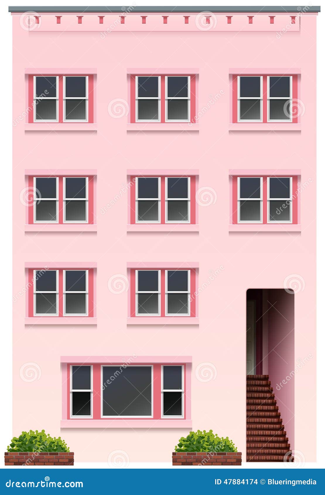 A tall pink building stock vector. Illustration of engineer - 47884174