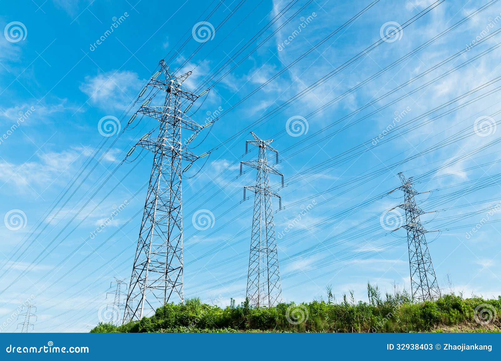 Tall power lines stock image. Image of green, telegraph - 32938403