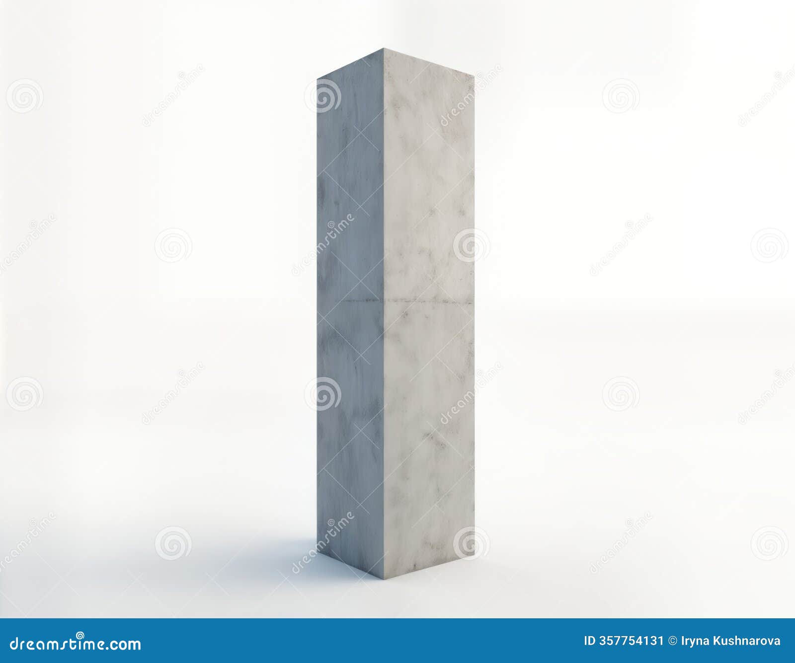 Tall Rectangular Concrete Pillar Stands Against Plain White Background ...