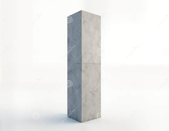 Tall Rectangular Concrete Pillar Stands Against Plain White Background ...