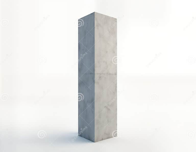 Tall Rectangular Concrete Pillar Stands Against Plain White Background ...