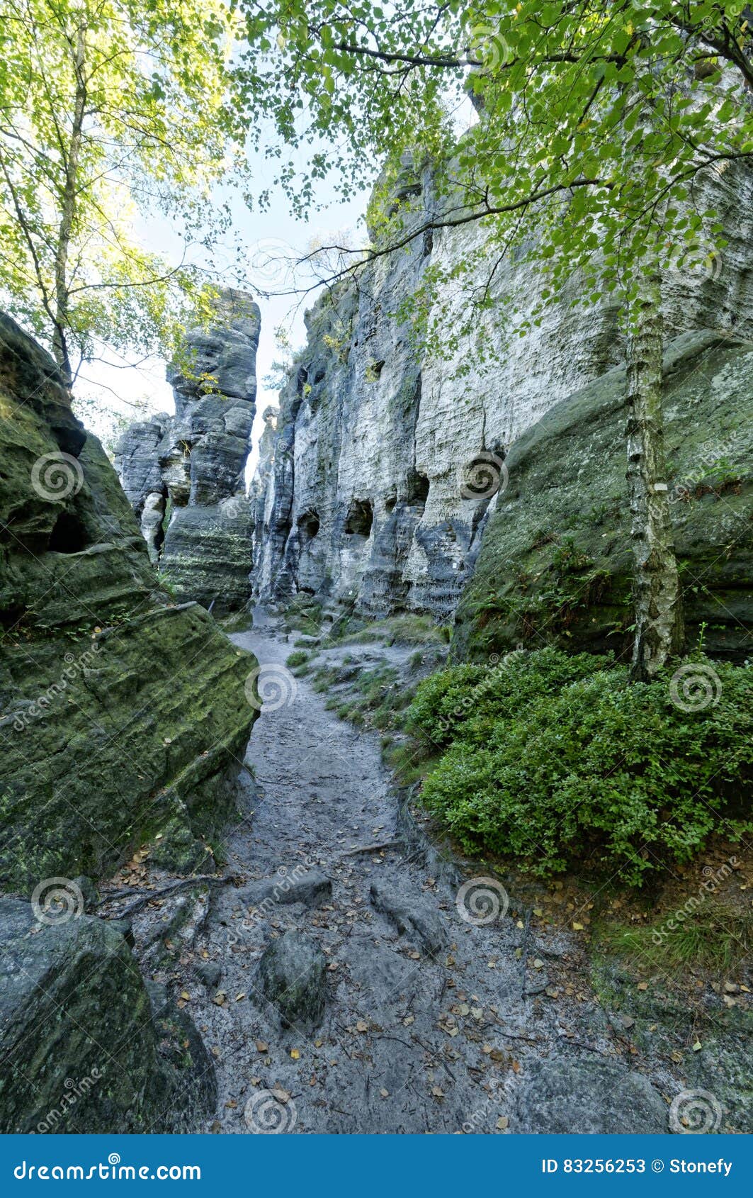 Tall Rock Formations with Slight Greenery Surrounding Them Stock Image ...