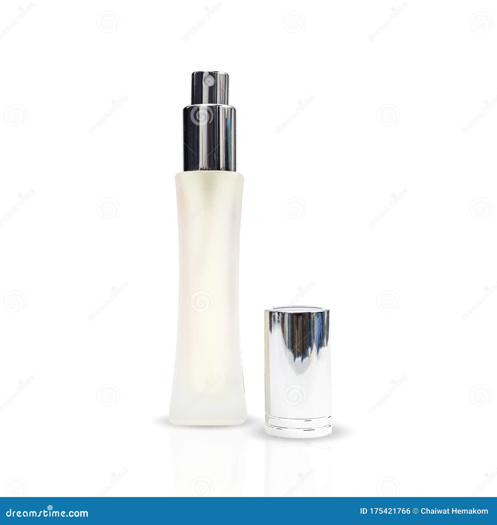 Tall Shape Perfume Bottle and Bottle Cap Isolated on White Background ...