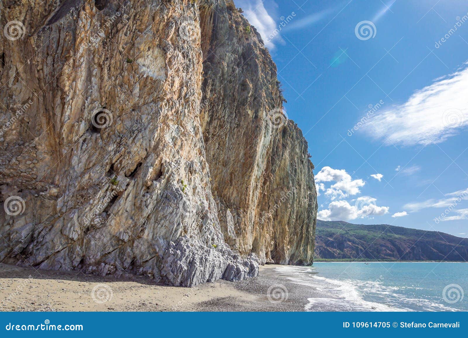 Tall Sharp Cliff Shooted from the Water on the Beach Stock Image ...