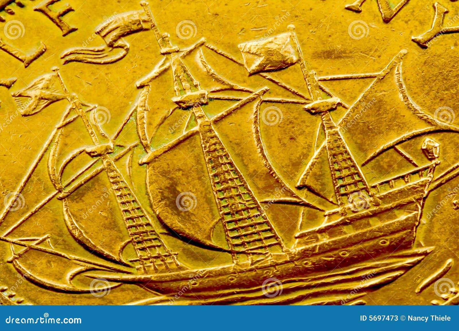 Tall ship coin detail stock image. Image of penny, historical - 5697473