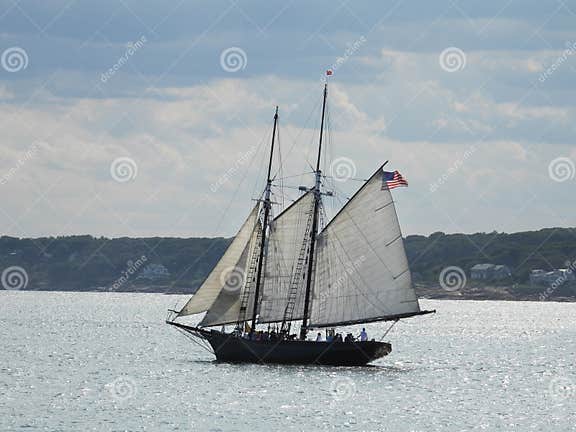 Schooner Ship Sailing on Gloucester Bay Massachusetts Editorial Image ...