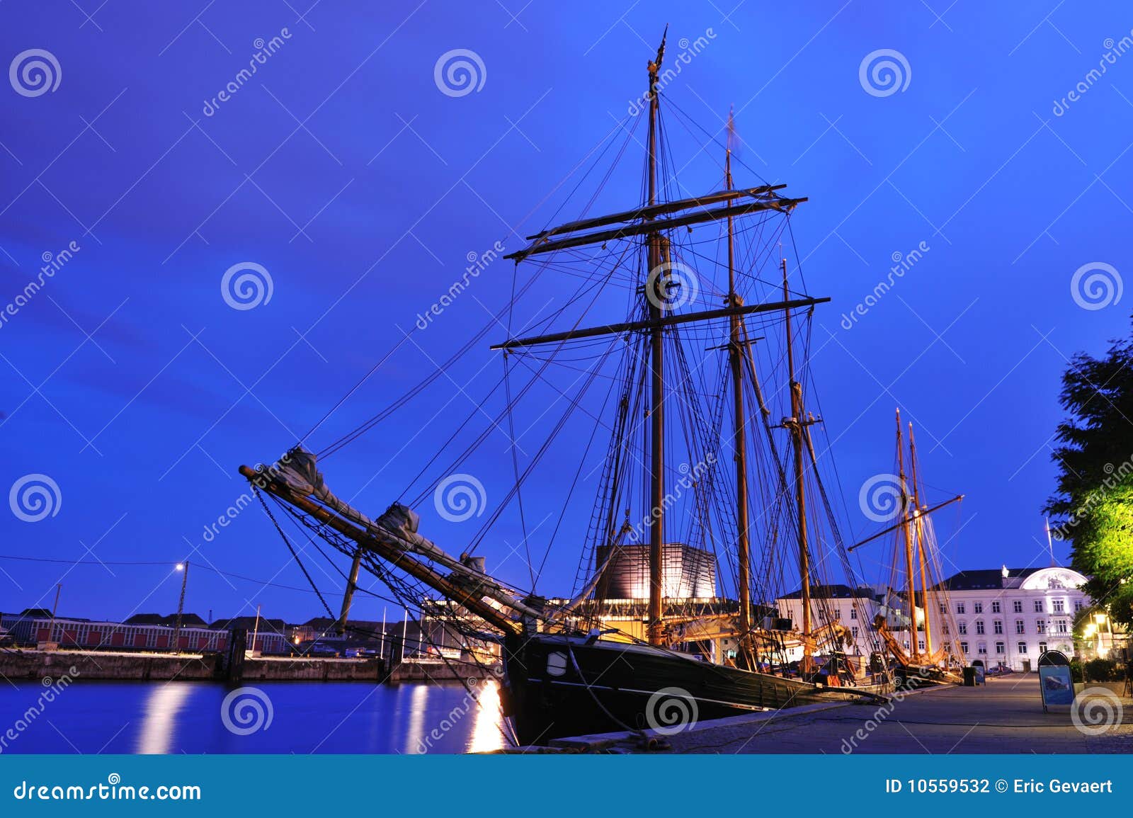 Tall Ship in the Harbor of Copenhagen Denmark Stock Photo - Image of ...