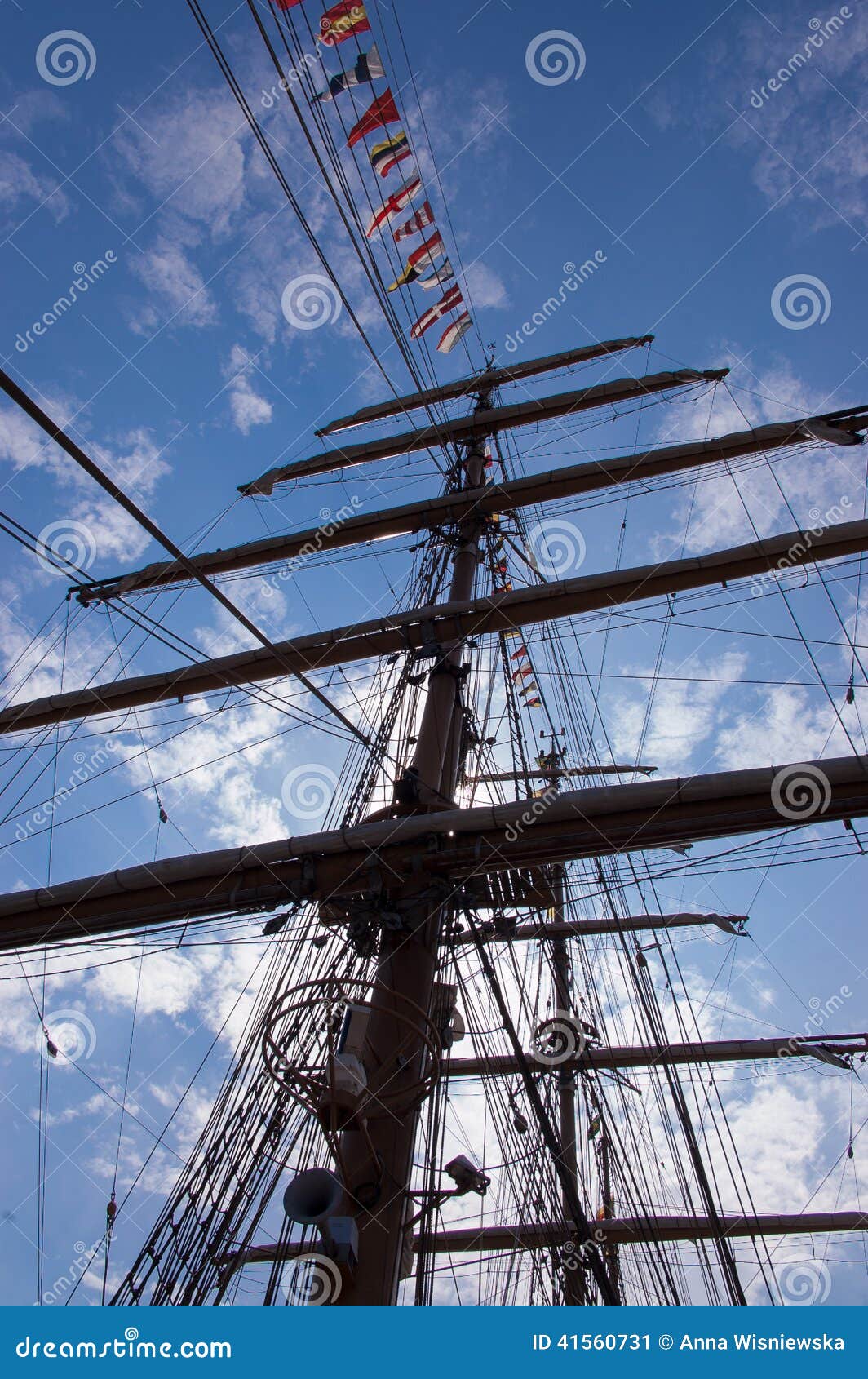 Tall Ship Ropes and Signal Flags Stock Image - Image of antique, wood ...