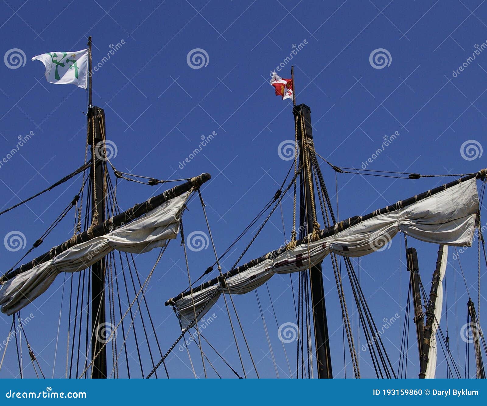 Tall Ship with Sail Rolled Up Stock Photo - Image of rural, display ...