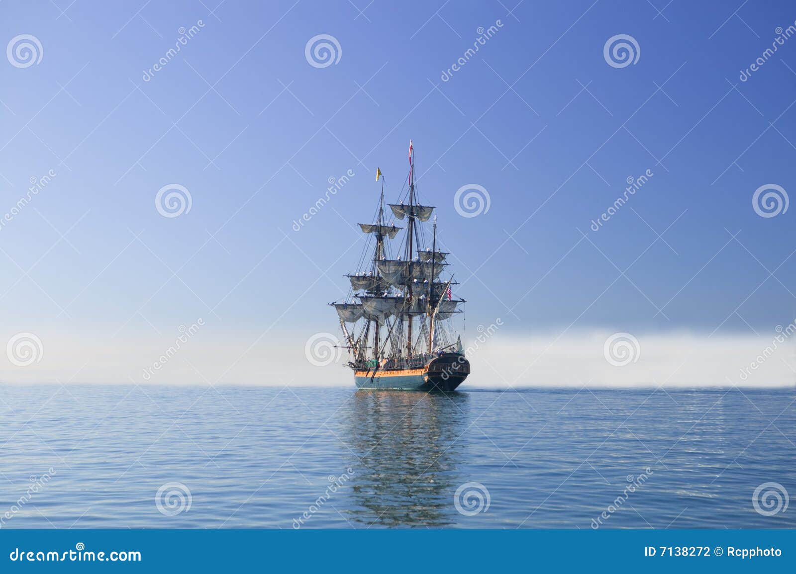 Tall Ship Sailing at Sea Under Full Sail Stock Photo - Image of ...