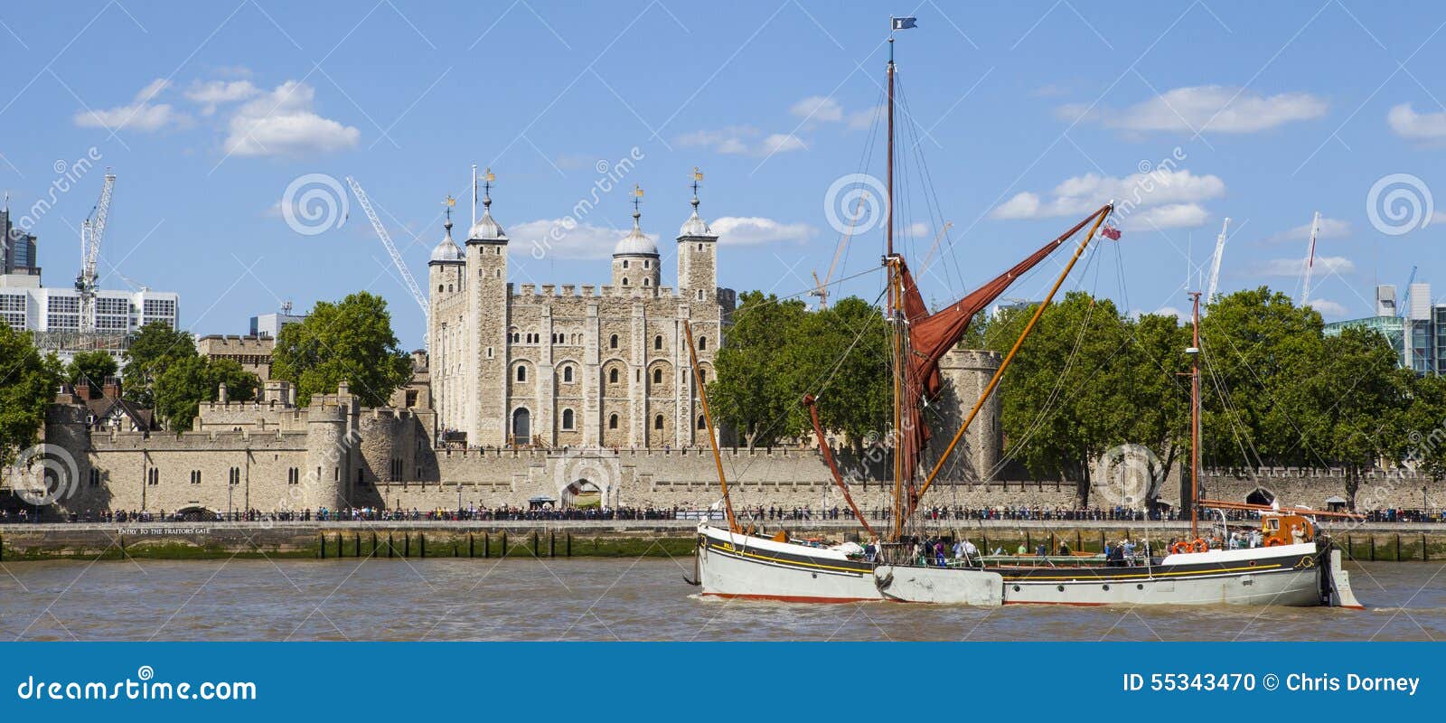Tall Ship Sailing by the Tower of London Stock Photo - Image of ...