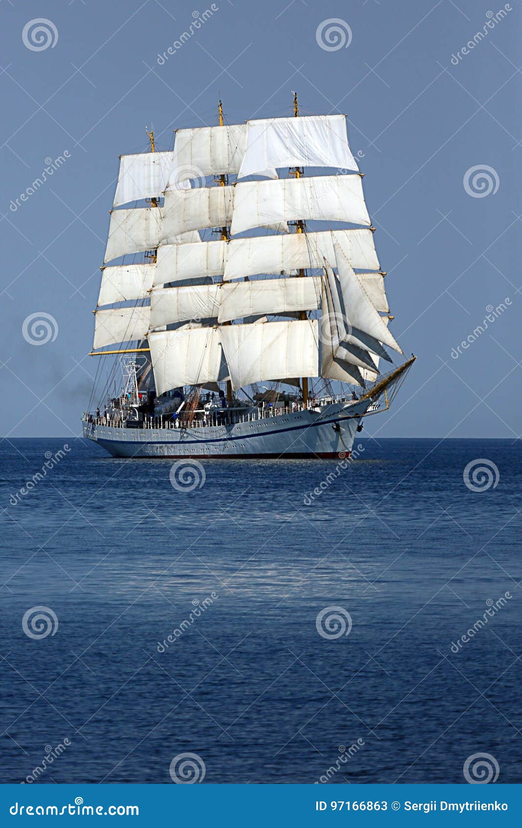 Tall Ship with Wind-filled Sails Stock Image - Image of sail, tripping ...