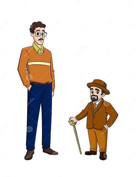 Tall and short man stock vector. Illustration of holding - 216262698