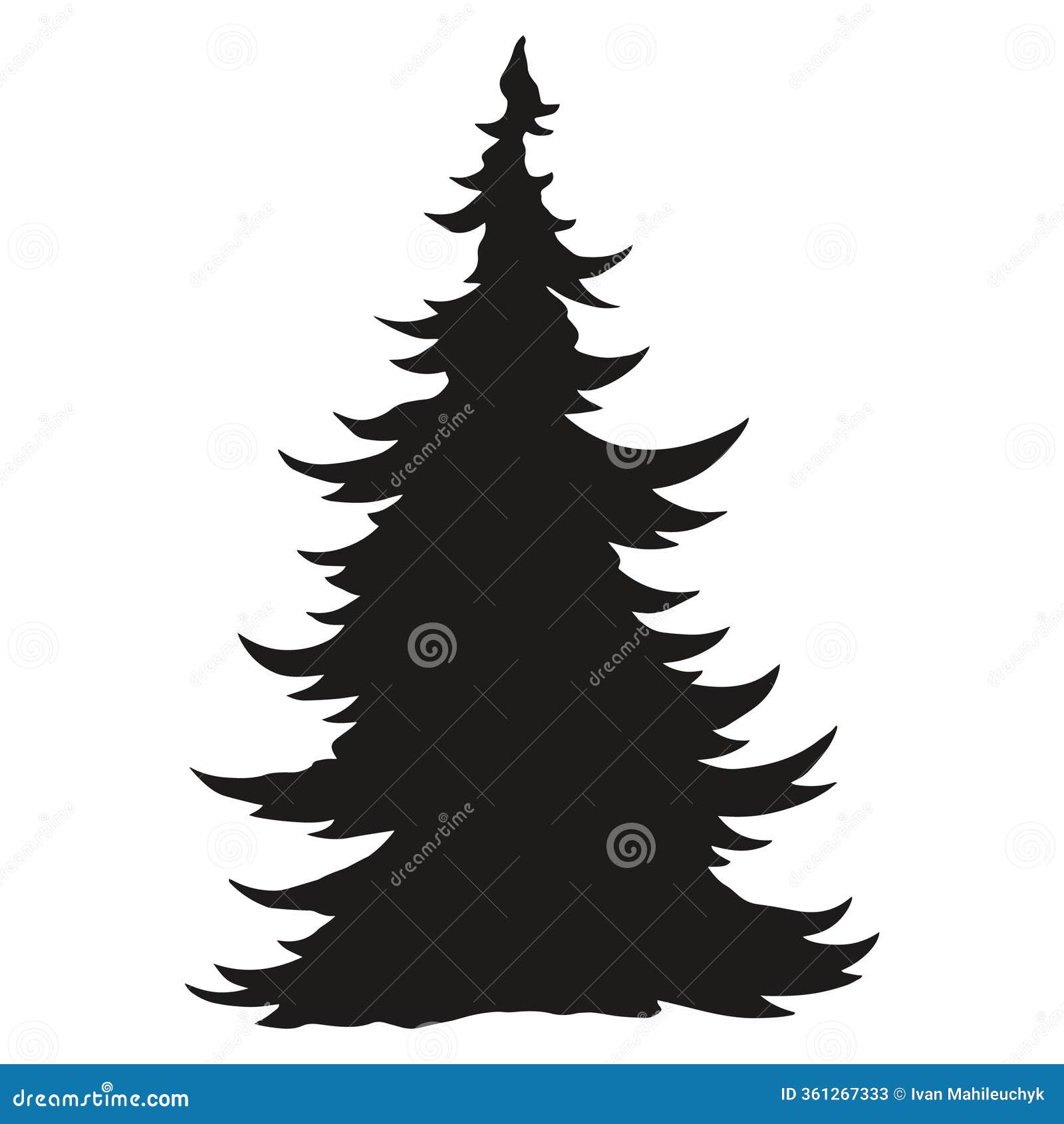 Evergreen Tree Silhouette on White Stock Vector - Illustration of ...