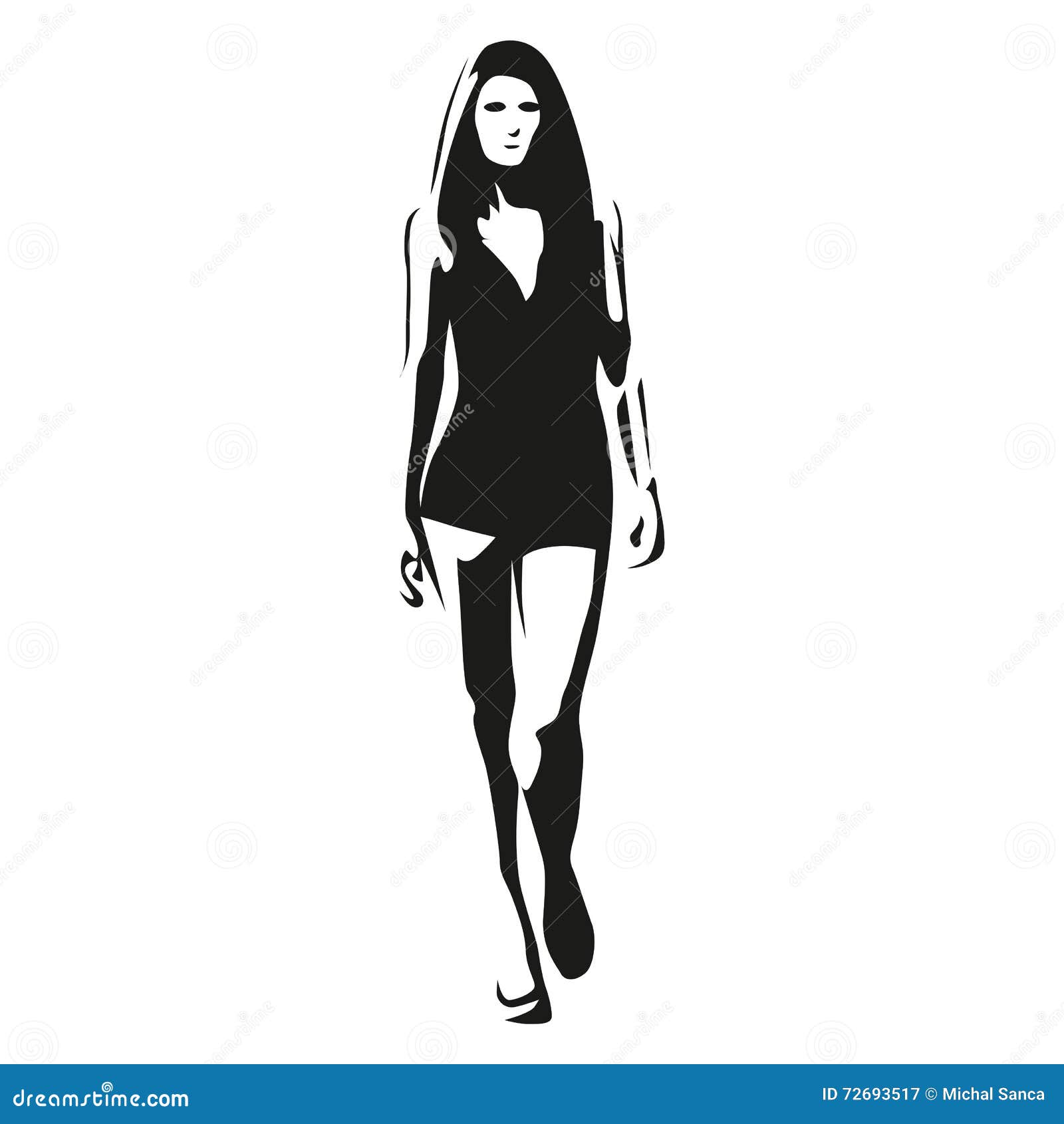 Tall Slim Model Woman Goes Ahead Stock Vector - Illustration of girl ...