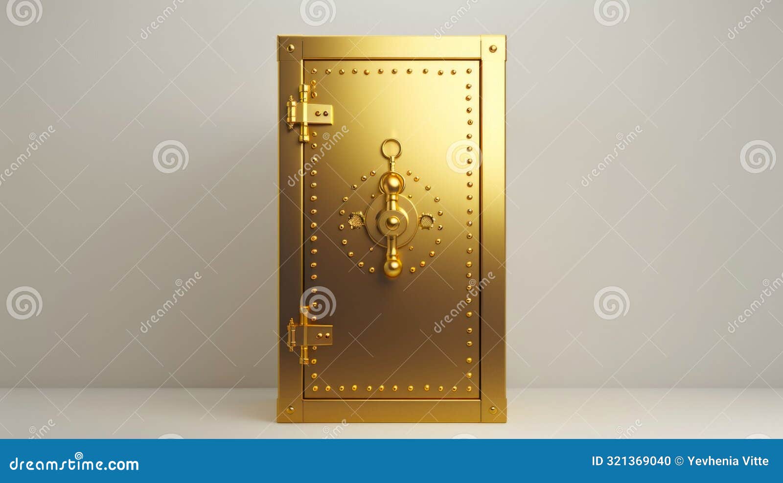 Tall Solid Gold Safe Vault Door. Generative Ai. Royalty-Free Cartoon ...