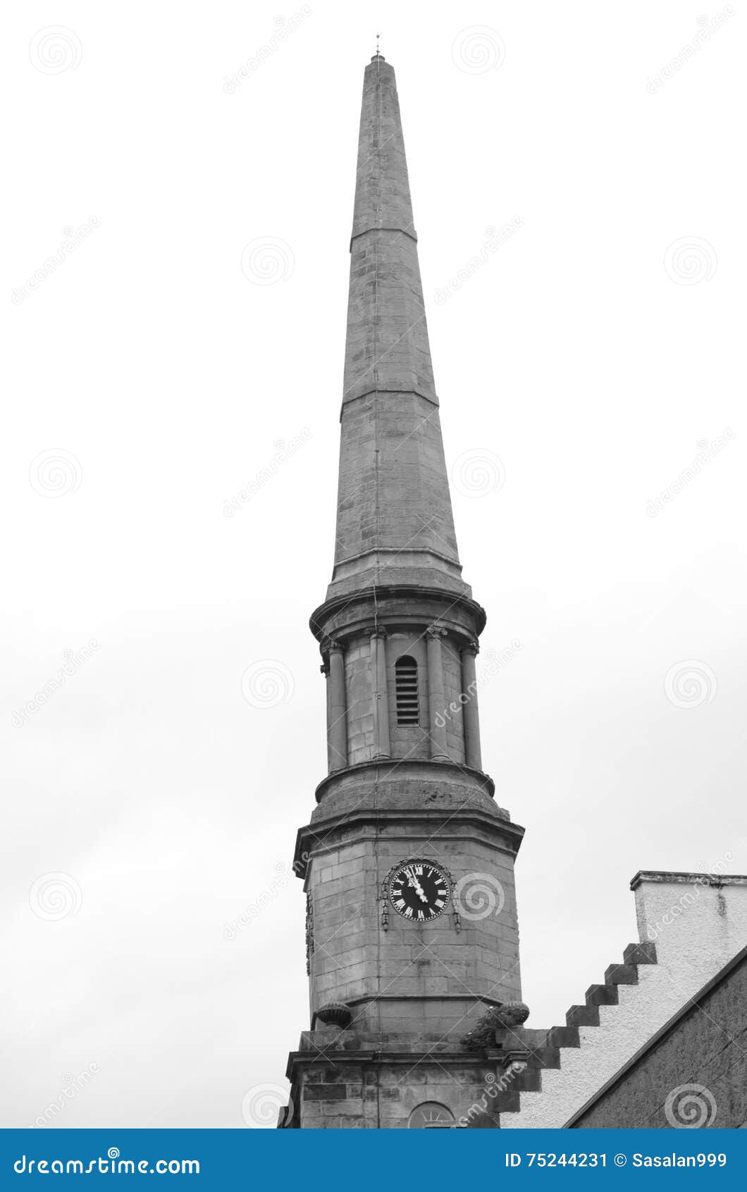 Tall Spire stock image. Image of tower, stone, view, clock - 75244231