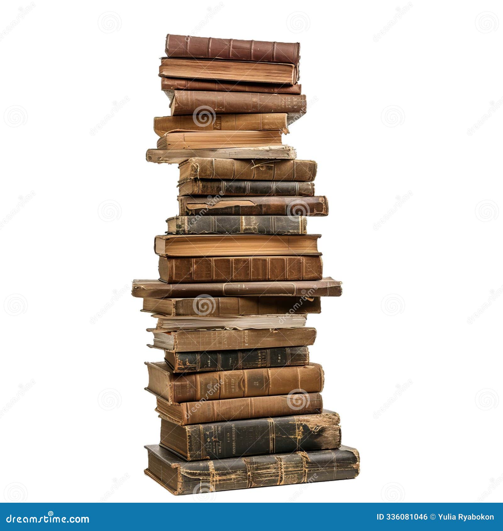Tall Stack of Antique Books Forming Tower of Knowledge Stock Photo ...