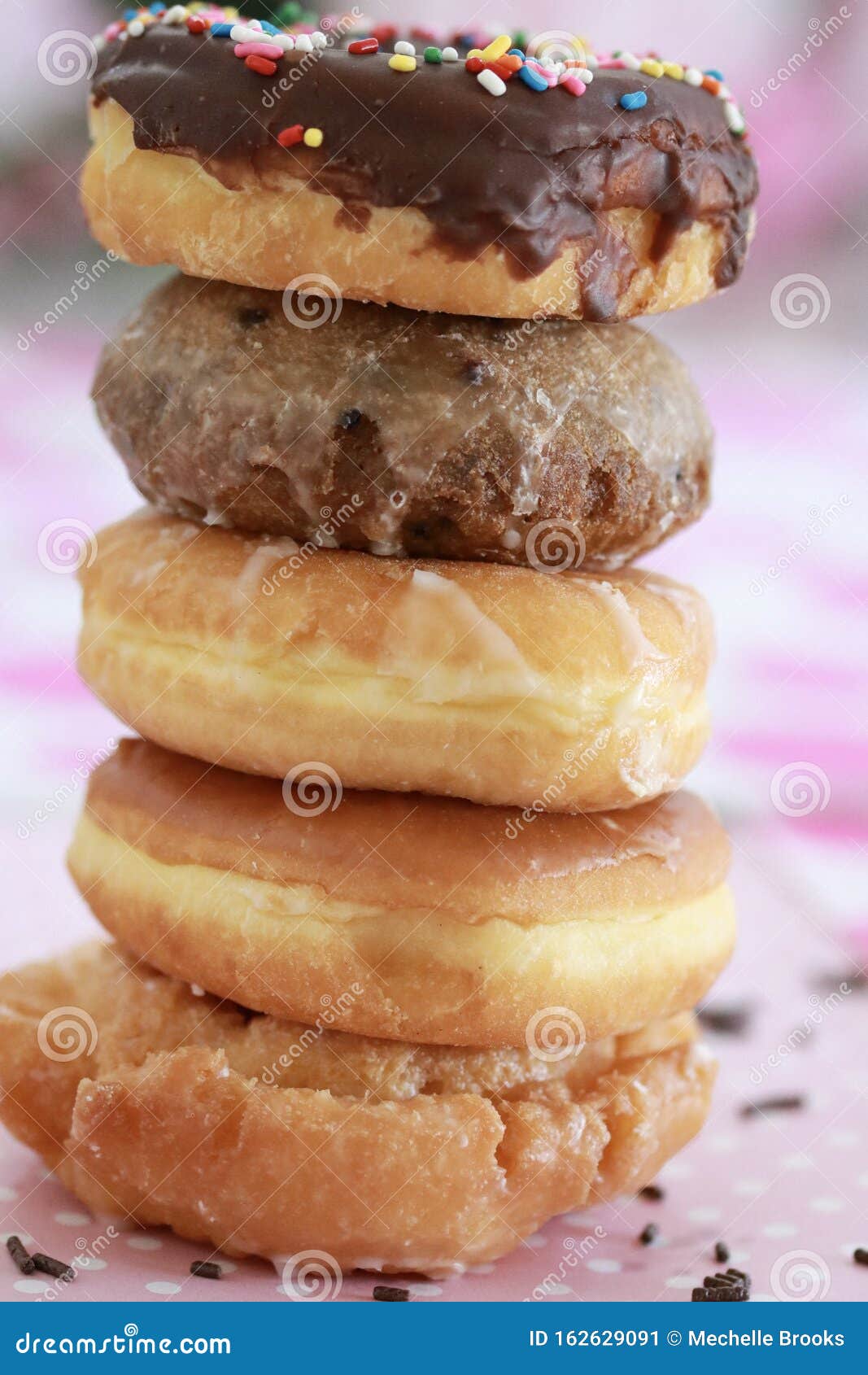 Stacked donuts stock image. Image of sugar, kitchen - 162629091