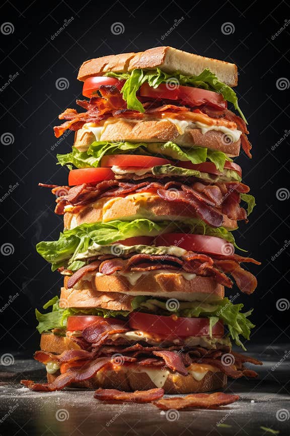 Tall Stack of BLT Sandwiches on the Table, Lunch Concept Stock Photo ...