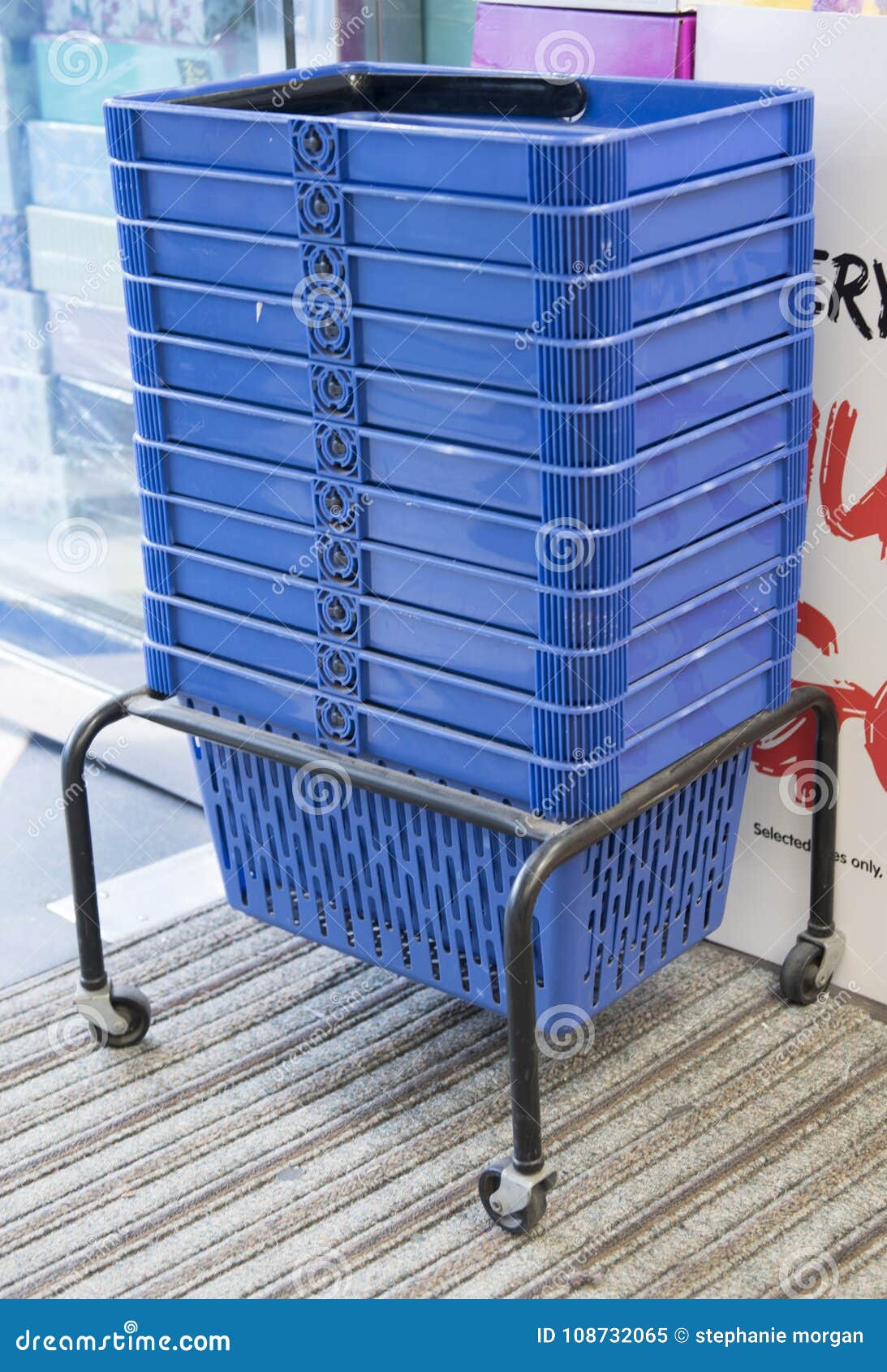 Tall Stack of Blue Plastic Baskets Stock Image - Image of consumerism ...