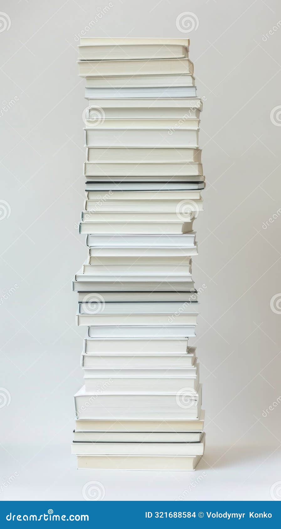 Tall Stack of Books with White Covers, Minimalistic Concept Stock Photo ...