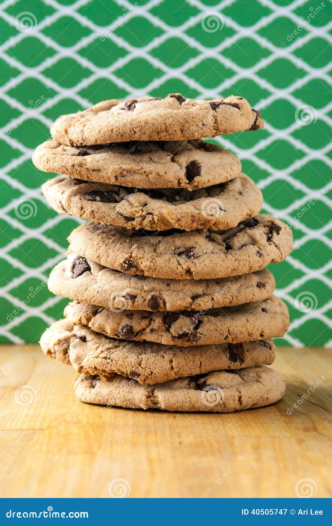 Tall Stack of Chocolate Chip Cookies Stock Image - Image of treat, tied ...