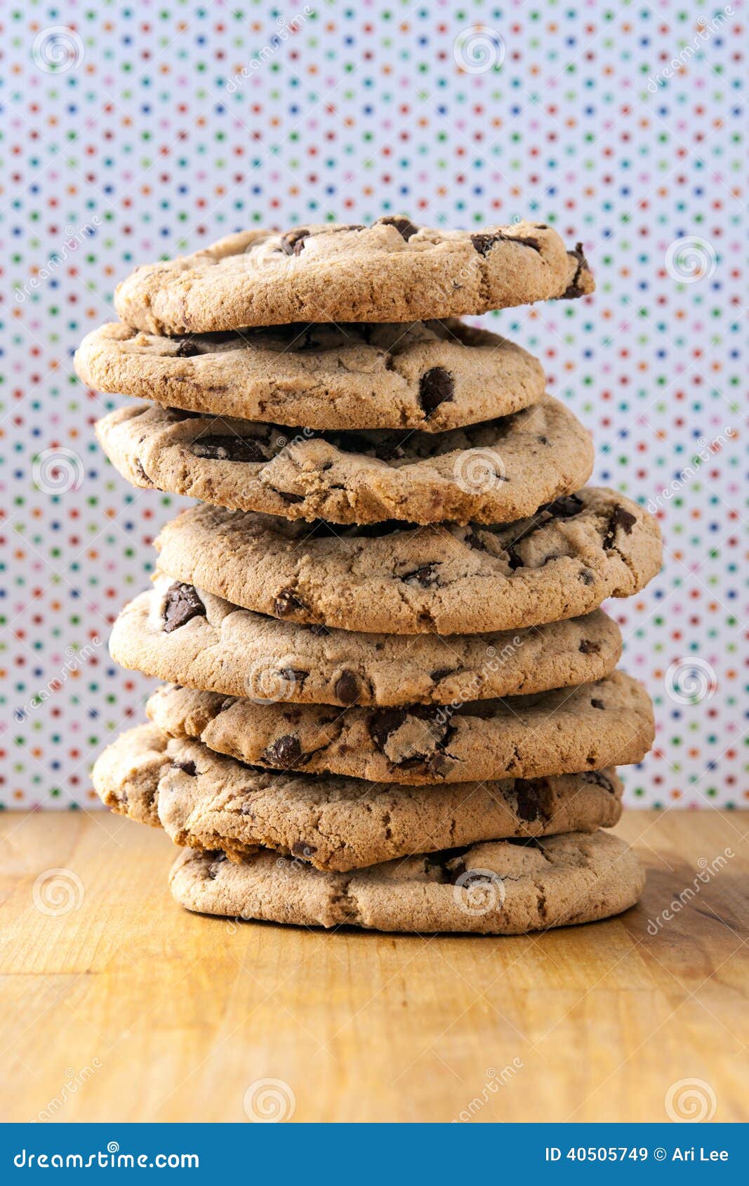 Tall Stack of Chocolate Chip Cookies Stock Image - Image of stack ...