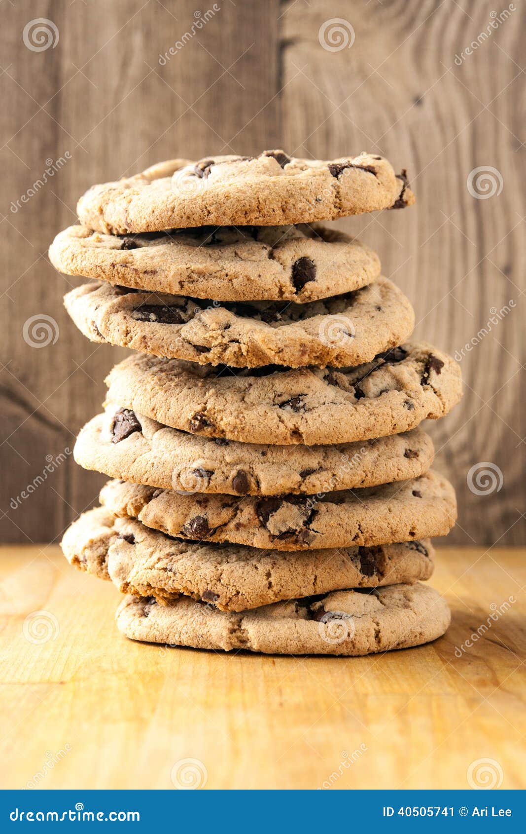 Tall Stack of Chocolate Chip Cookies Stock Image - Image of chips ...