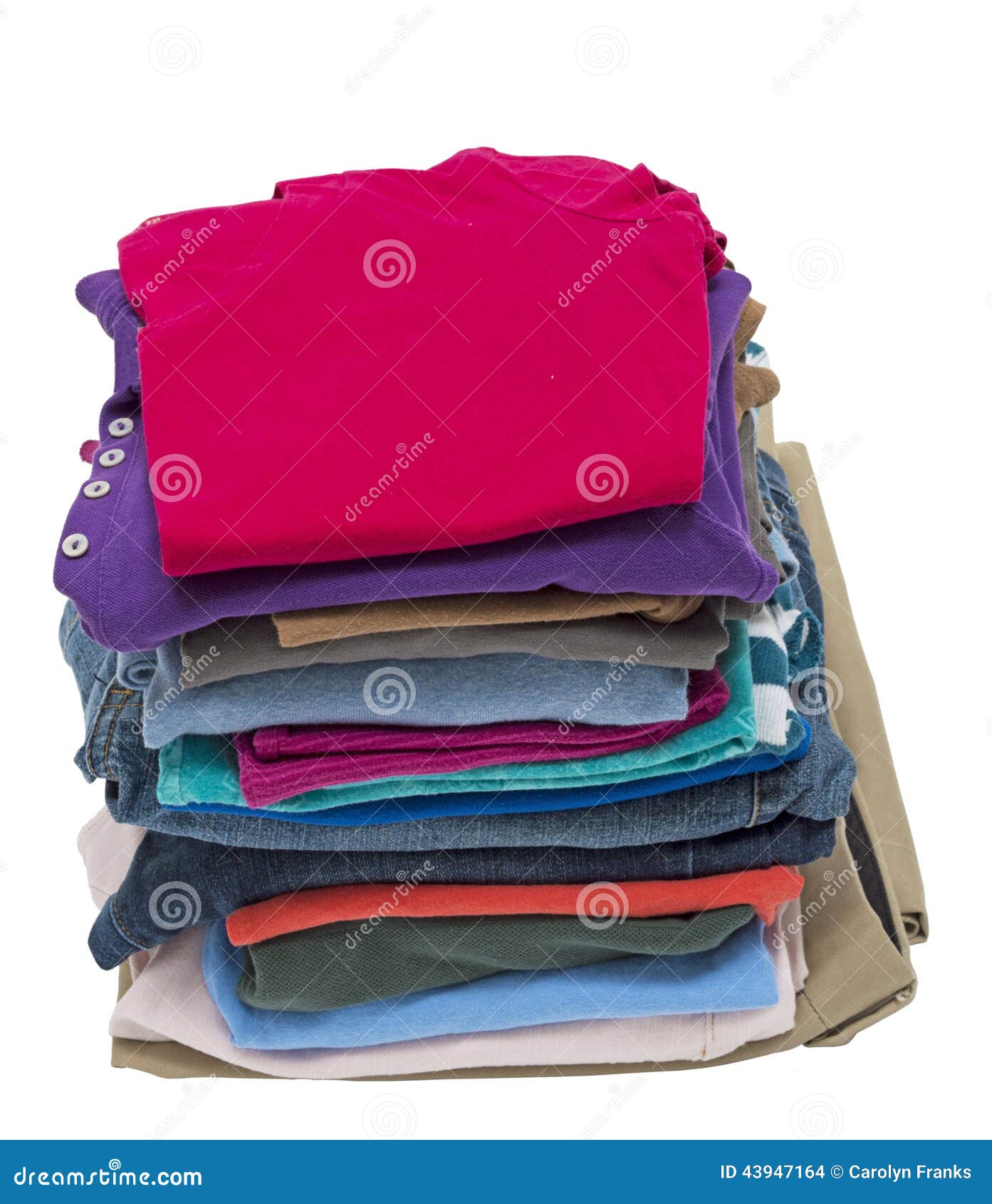Tall Stack of Folded Clothing Shot on an Angle Stock Photo - Image of ...