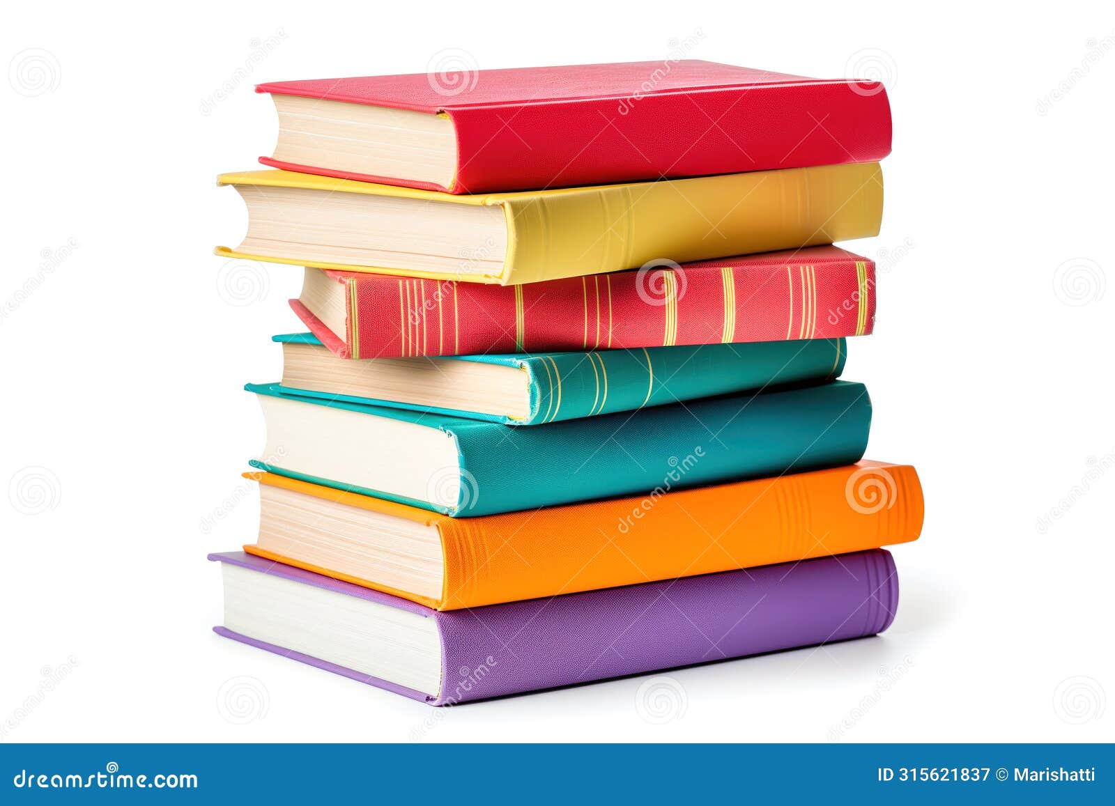 Tall Stack of New Books in Bright Covers Isolated on White Background ...