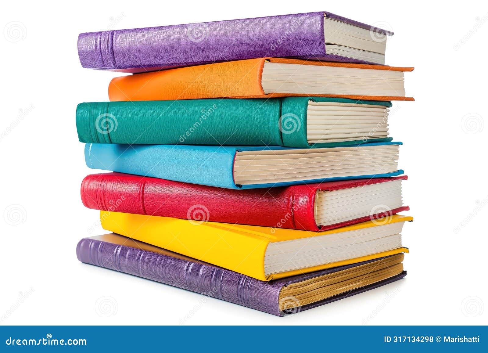 Tall Stack of New Books in Bright Covers Isolated on White Background ...