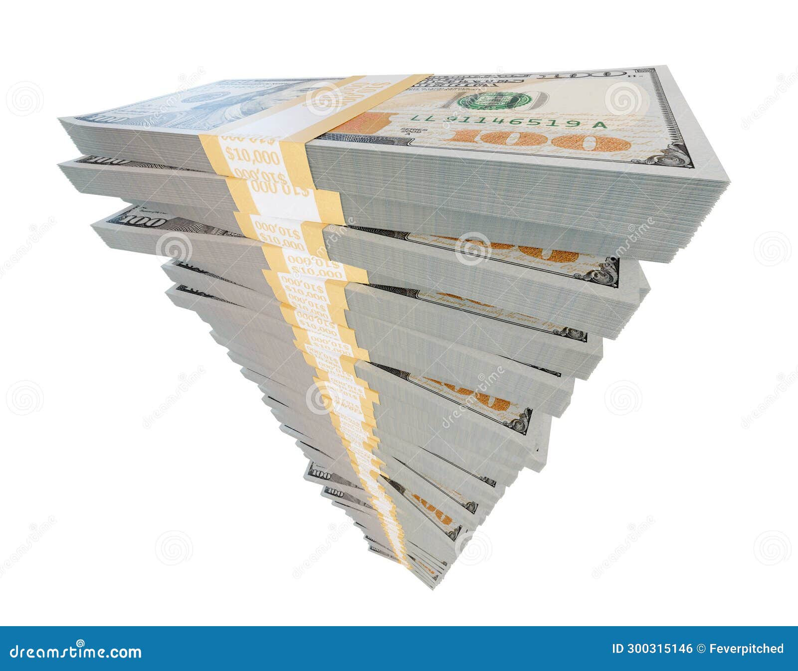 High Stack of One Million Dollars in One Hundred Dollar Bills Isolated ...