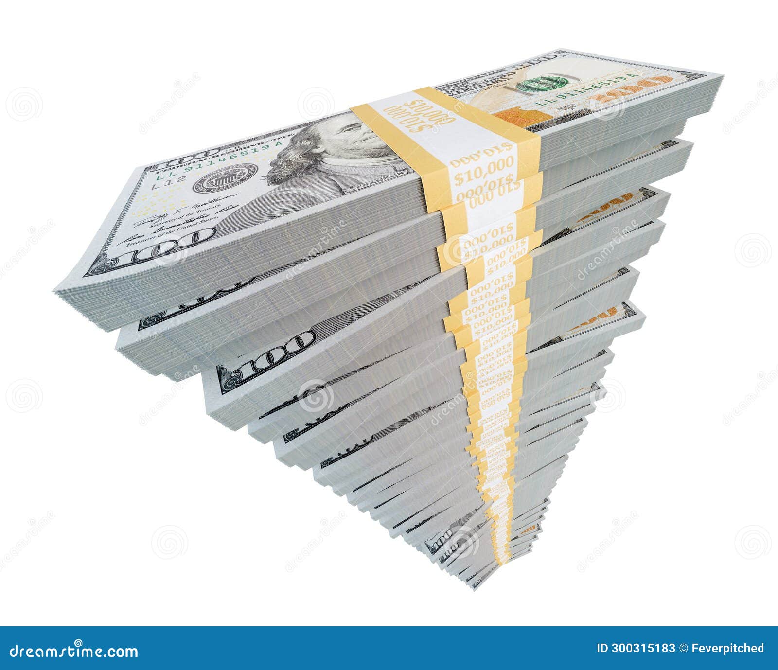 Tall Stack of One Million Dollars in One Hundred Dollar Bills Isolated ...