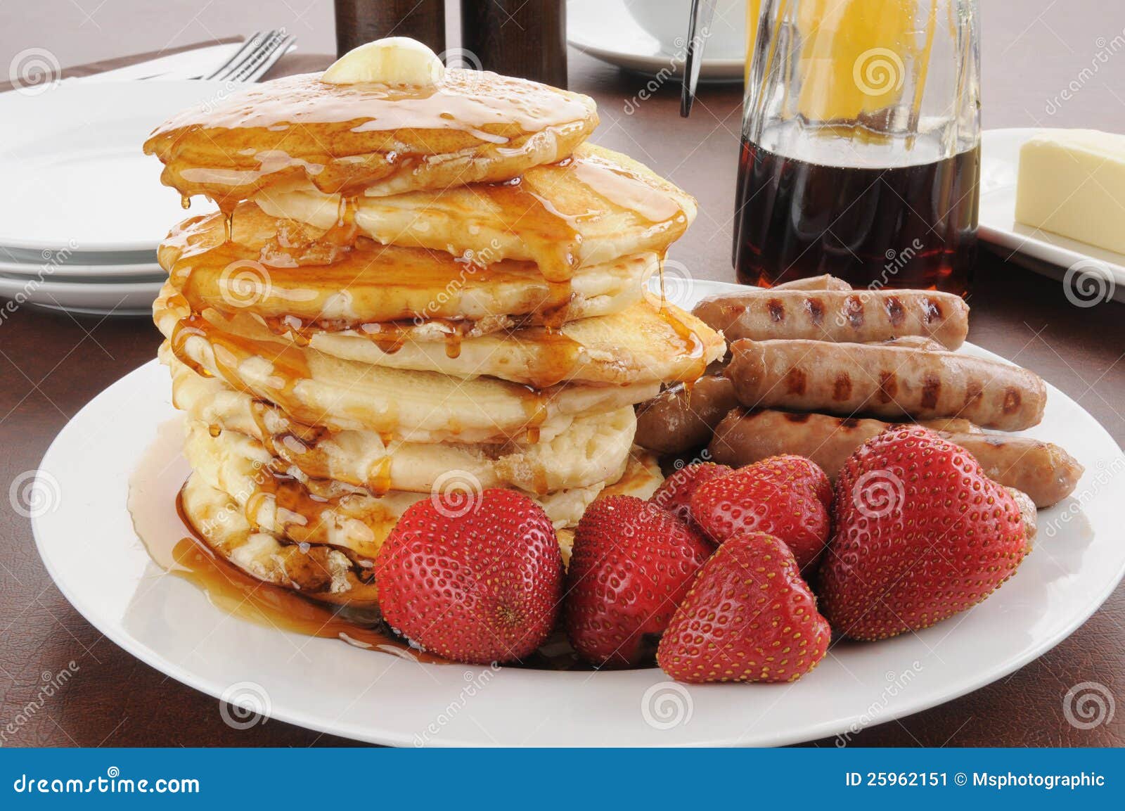 Tall stack of pancakes stock image. Image of juice, pancakes - 25962151