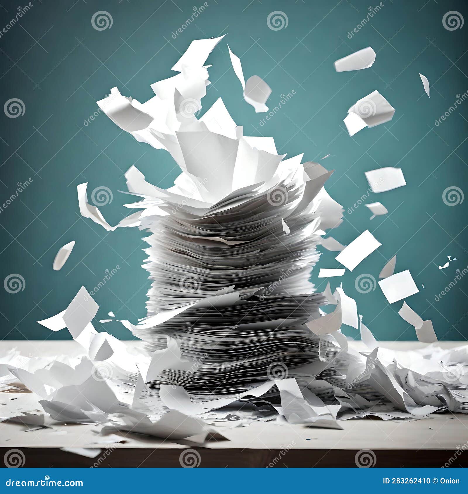 Stack of Papers Being Blown Away - Ai Generated Image Stock ...
