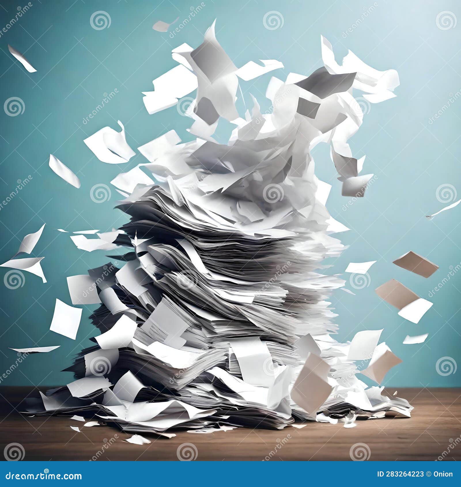 Stack of Papers Being Blown Away - Ai Generated Image Stock Illustration - Illustration of ...