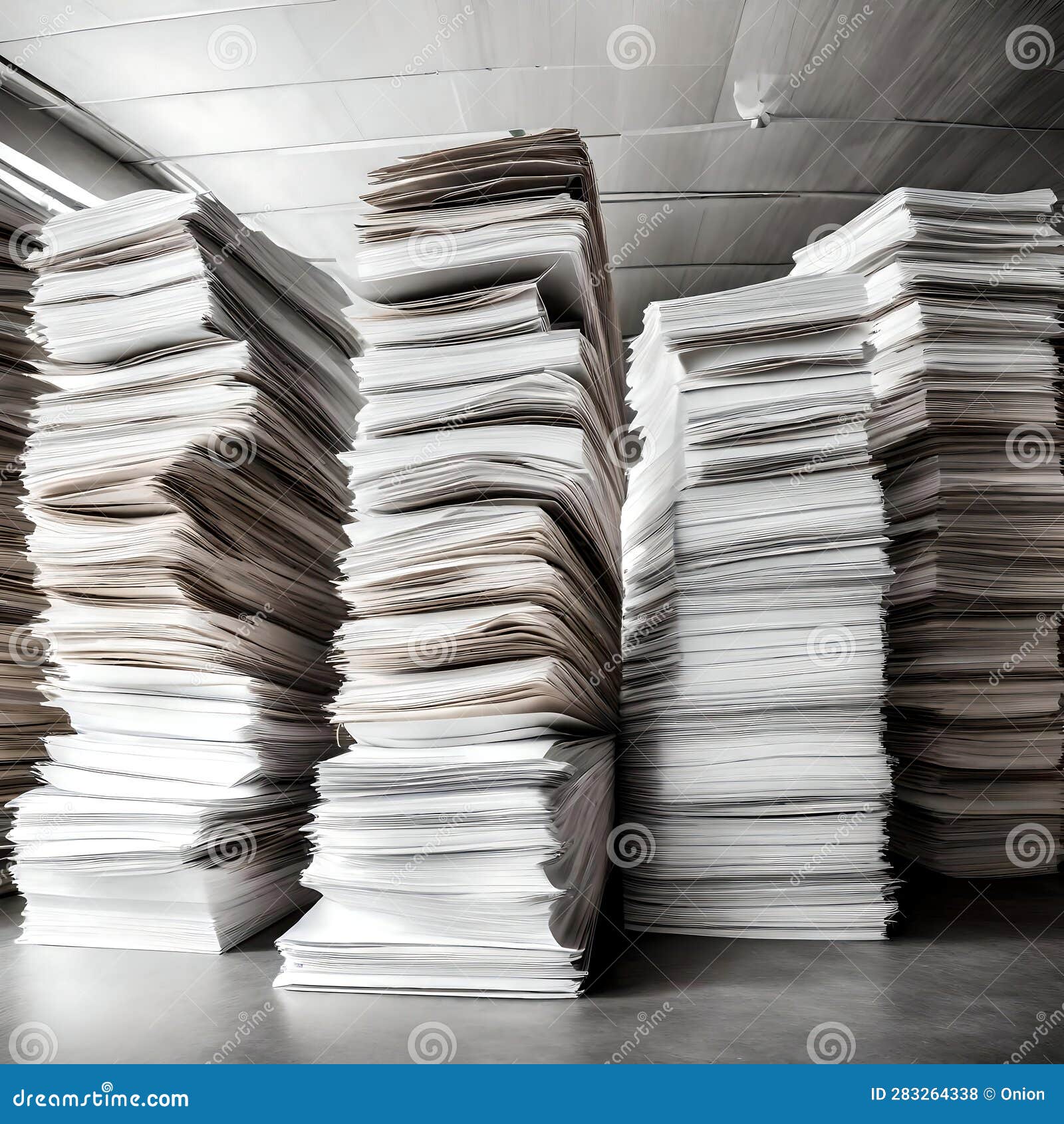 Tall Stacks of Paper Documents in the Office - Ai Generated Image Stock ...