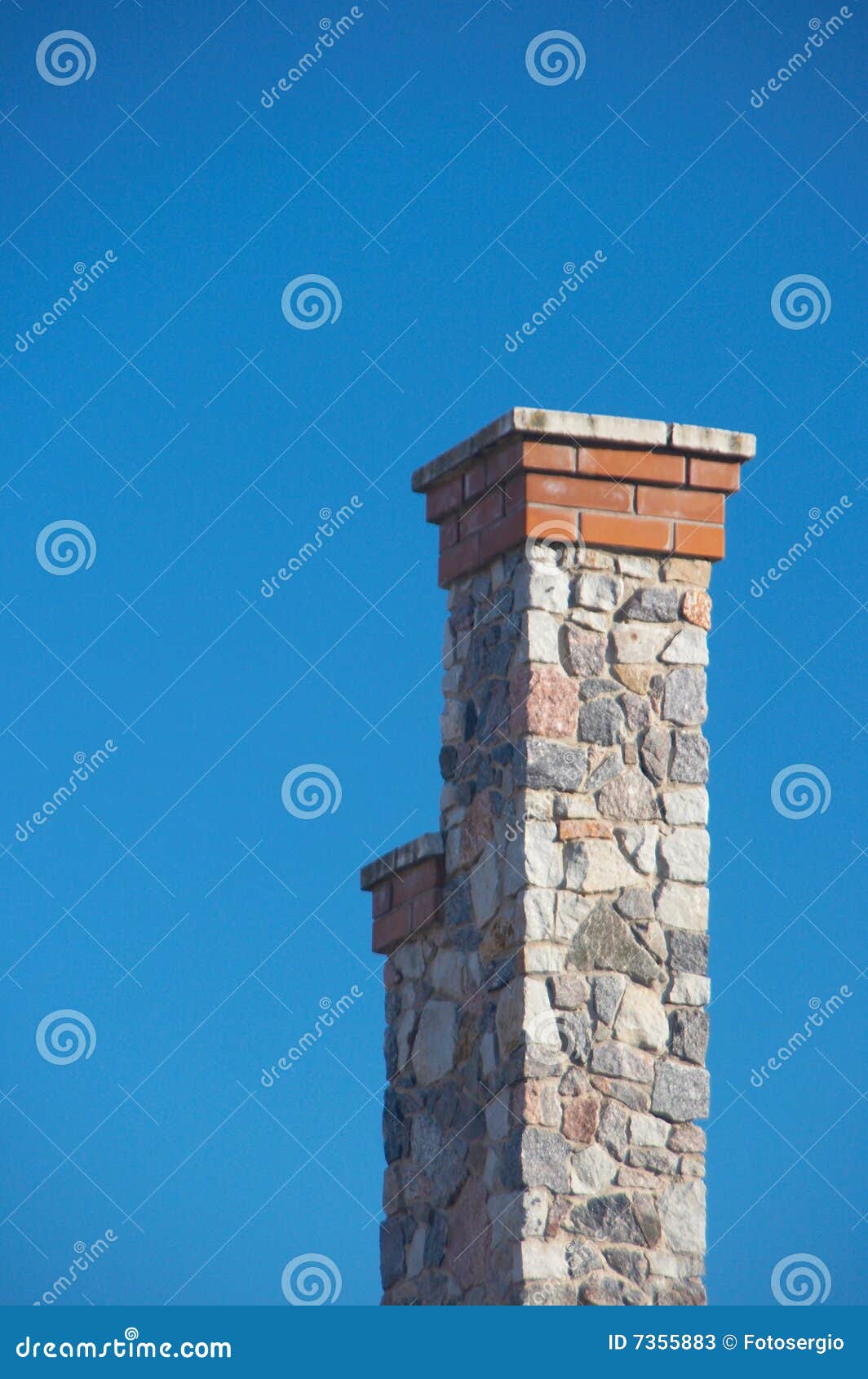 Tall Stone Chimney Against Clear Deep Blue Sky 1 Stock Image - Image of ...