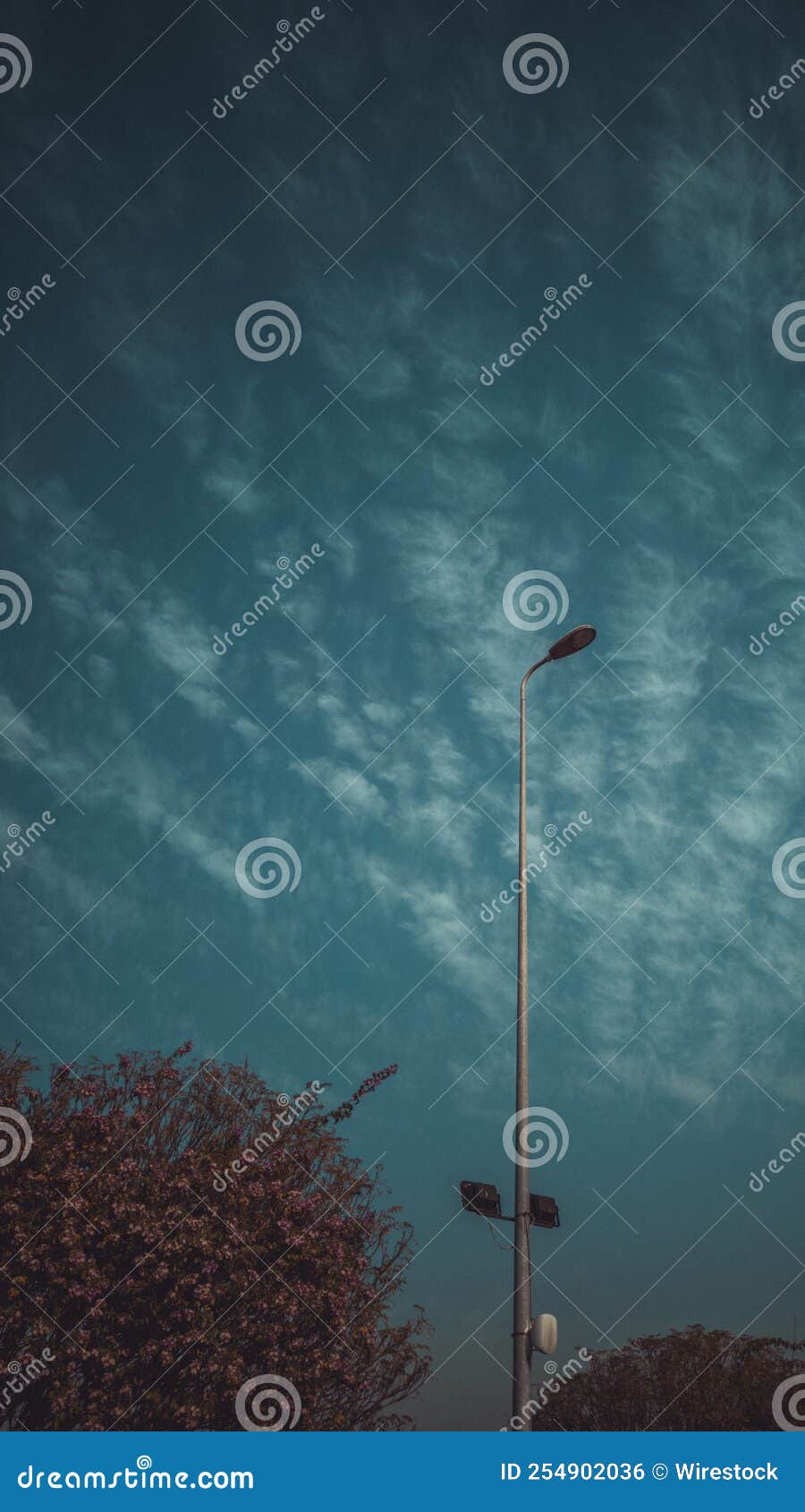 Tall Street Light with a Background of Mesmerizing Cloudscape, Vertical ...