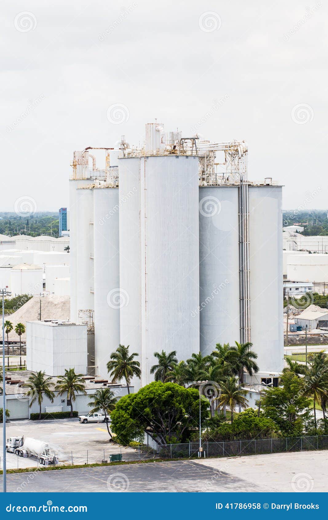 Tall Tanks in Industrial Area Stock Photo - Image of power ...