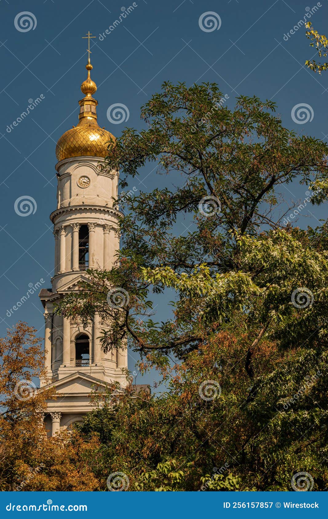 Tall Temple with a Blue Sky Background Stock Image - Image of tourism ...