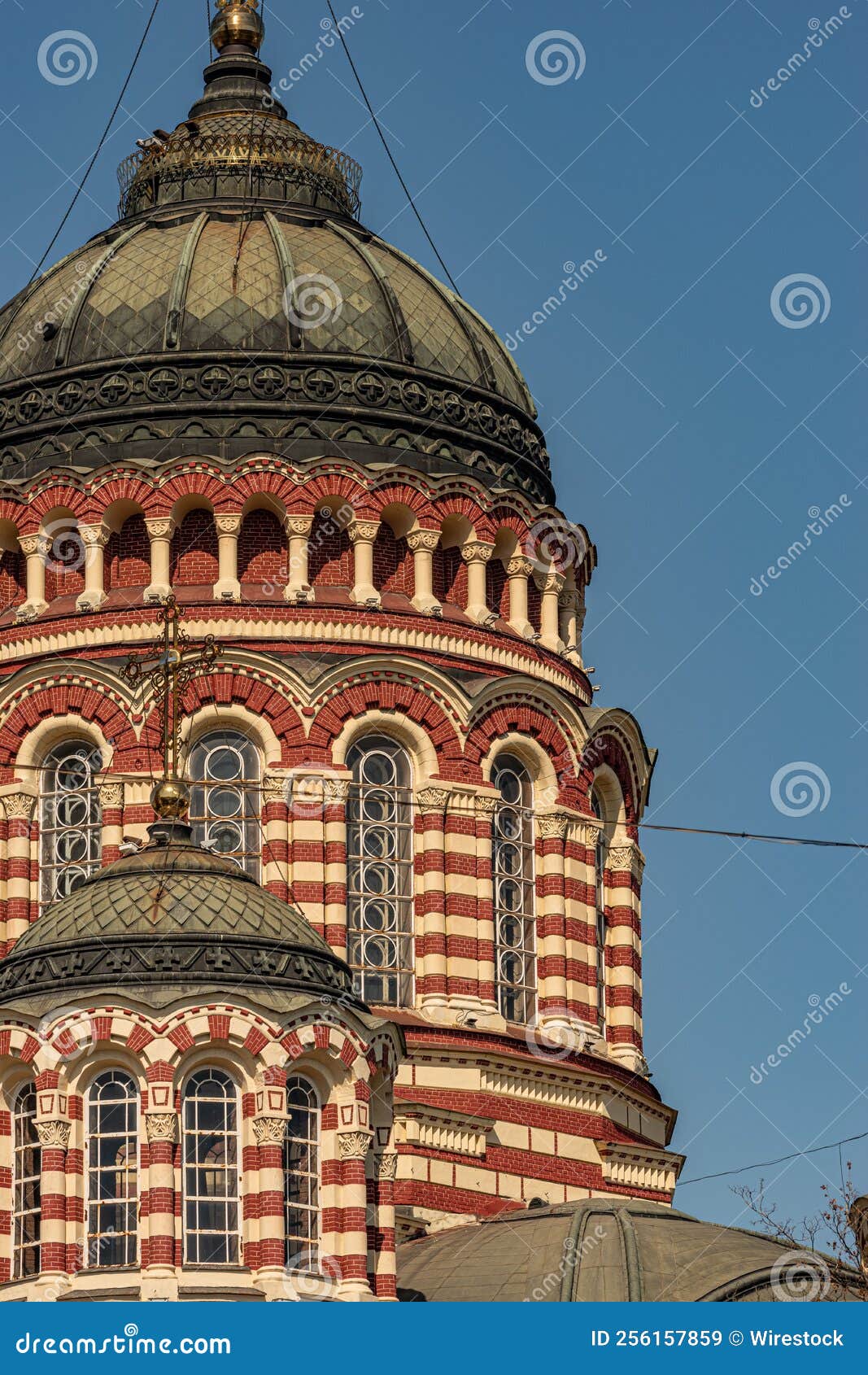 Tall Temple with a Blue Sky Background Stock Image - Image of clouds ...