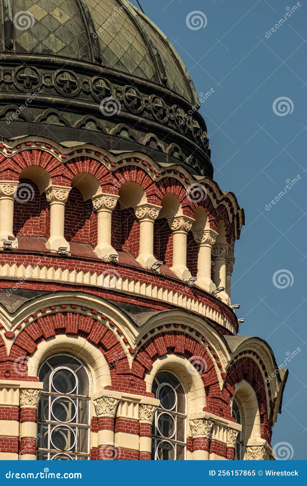 Tall Temple with a Blue Sky Background Stock Image - Image of exterior ...