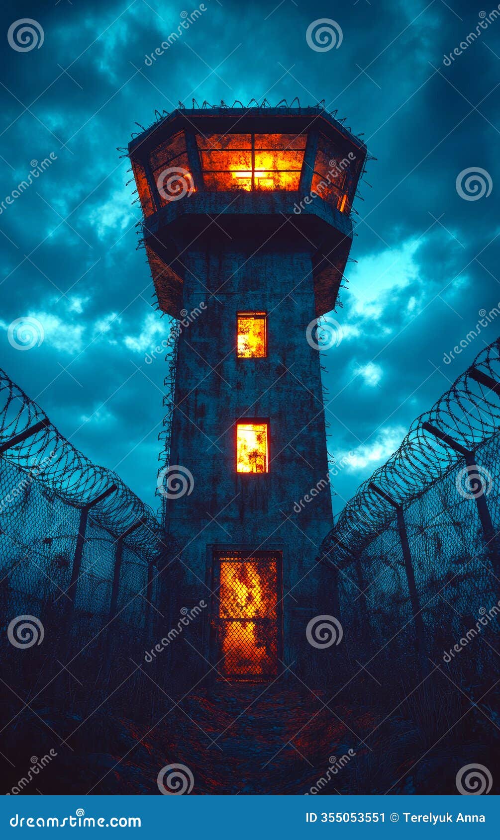 A Tall Tower with a Prison Cell on Top Stock Image - Image of dangerous ...